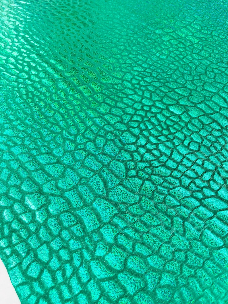 Green Dragon Skin Foil Design on A Stretch Velvet Fabric | Sold by the ...