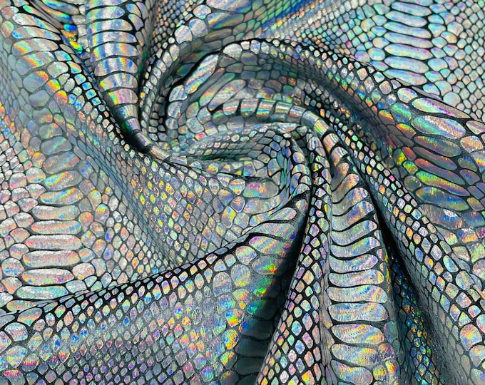 58/60 Wide Spiderweb Pattern Shiny Silver Iridescent Foil on Stretch ...