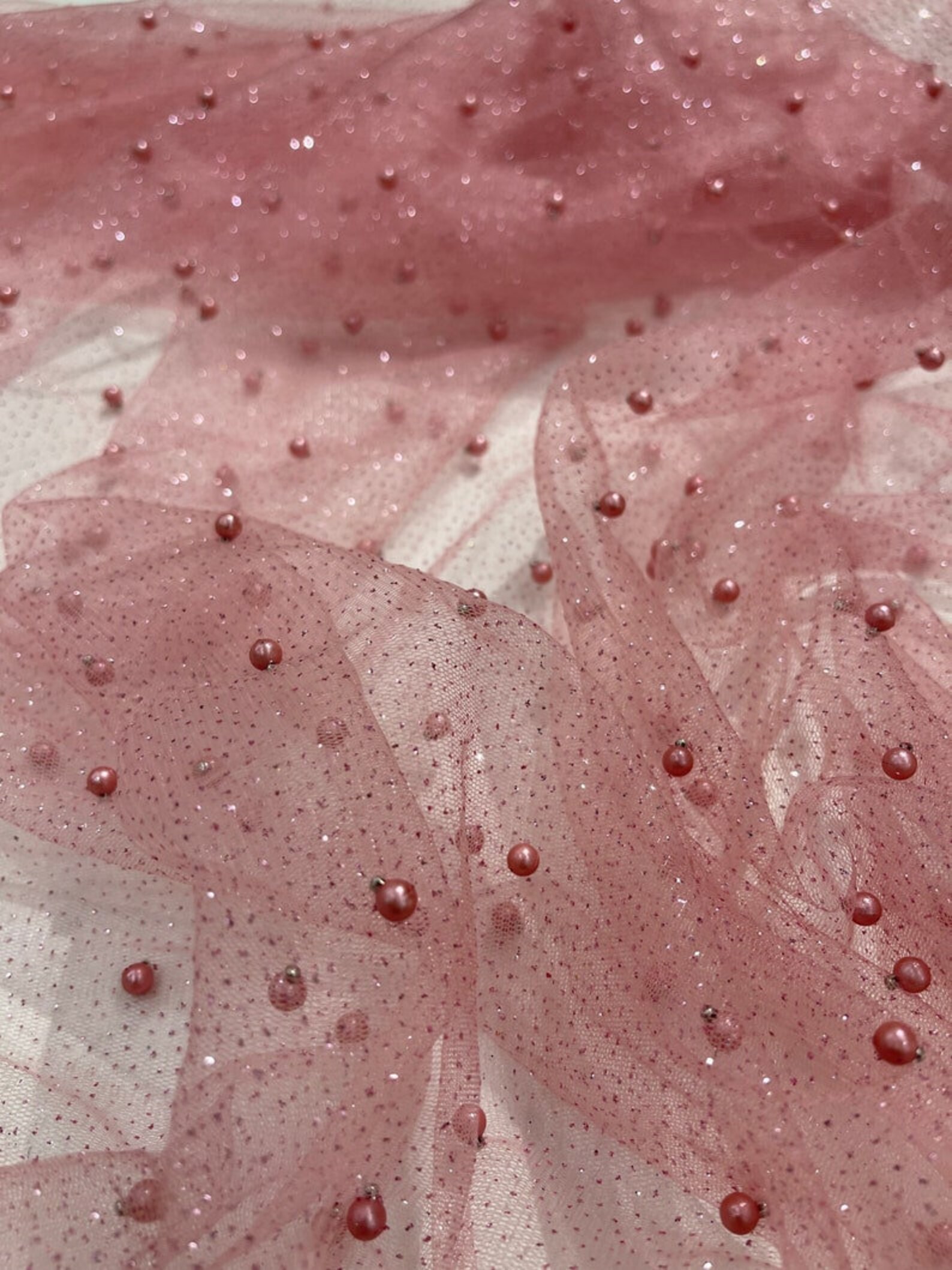 Dusty Rose - Scattered Pearls Studded With Silver Glitter Dusty Rose ...