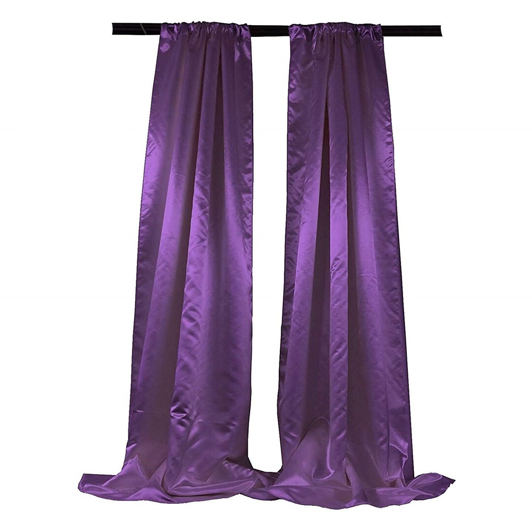 Purple - VIP TEXTILE INC, Bridal Satin Backdrop, 1 Pair With Rod Pocket ...