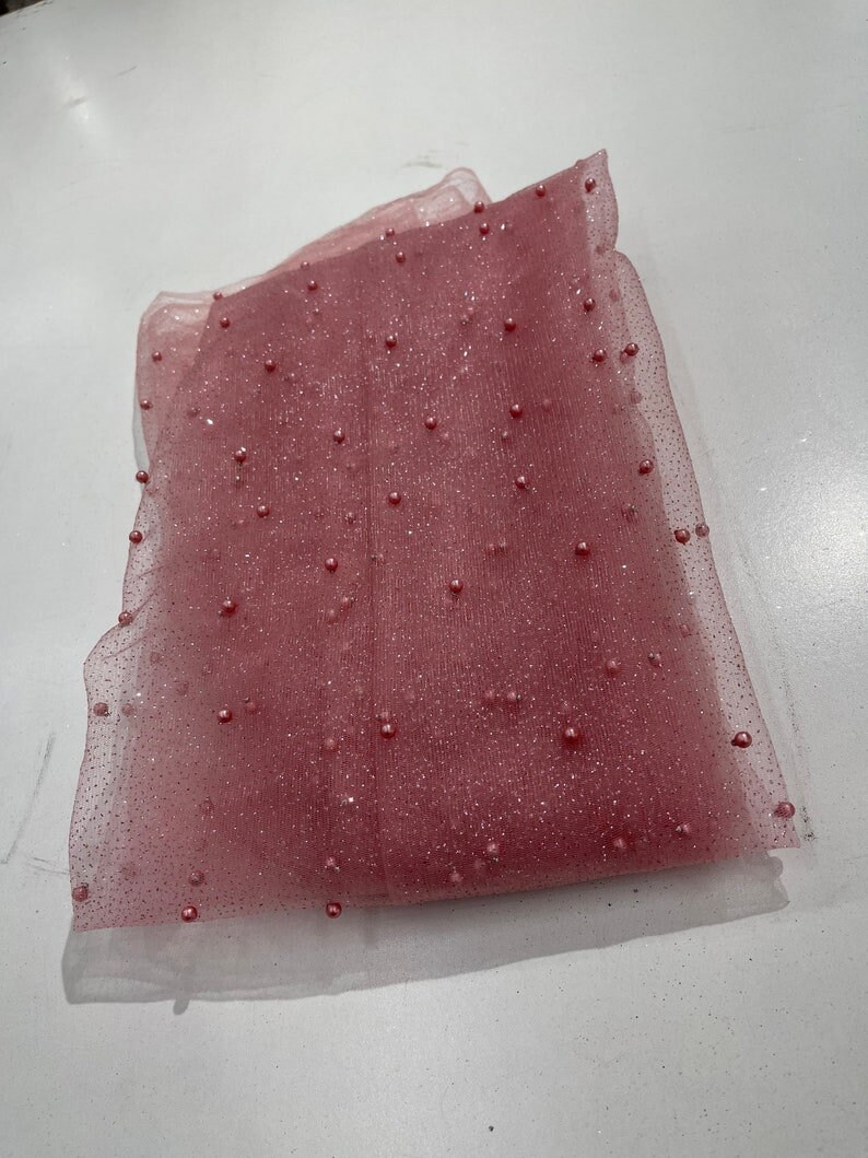 Dusty Rose - Scattered Pearls Studded With Silver Glitter Dusty Rose ...