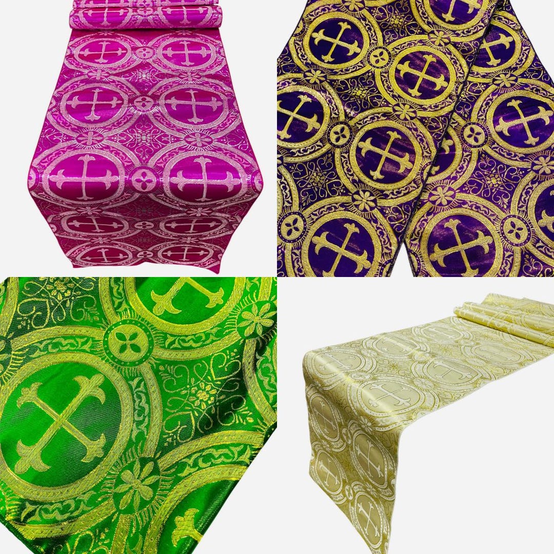 Religious Brocade Runner Tablecloth | Liturgical Fabric | Runner ...