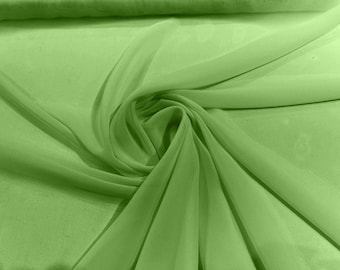 Lime Green 58/60 Wide 100% Polyester Soft Light Weight, Sheer, See ...