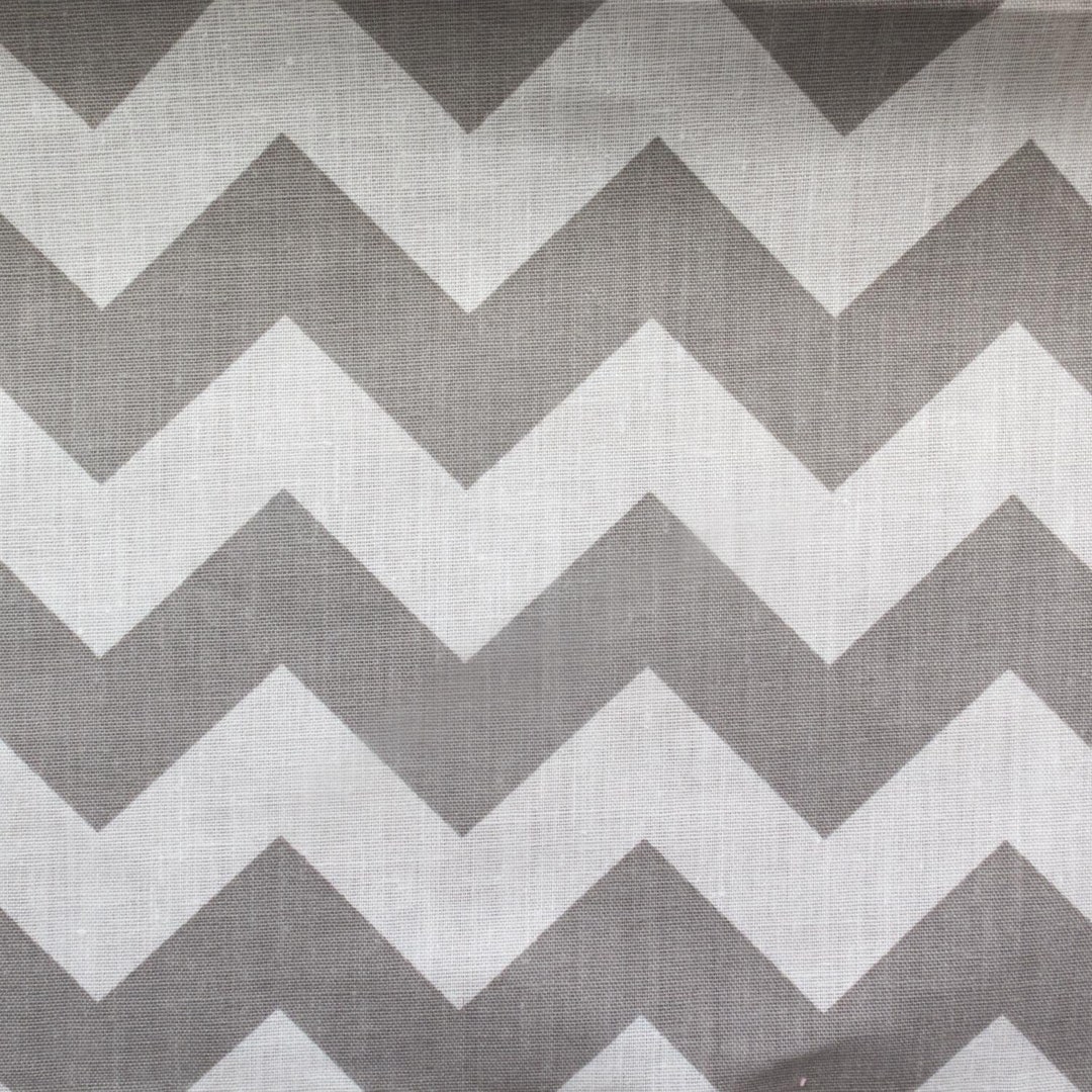 Silver on White Chevron Zig Zag Poly Cotton Fabric - 58-60" Wide 1 Inch ...