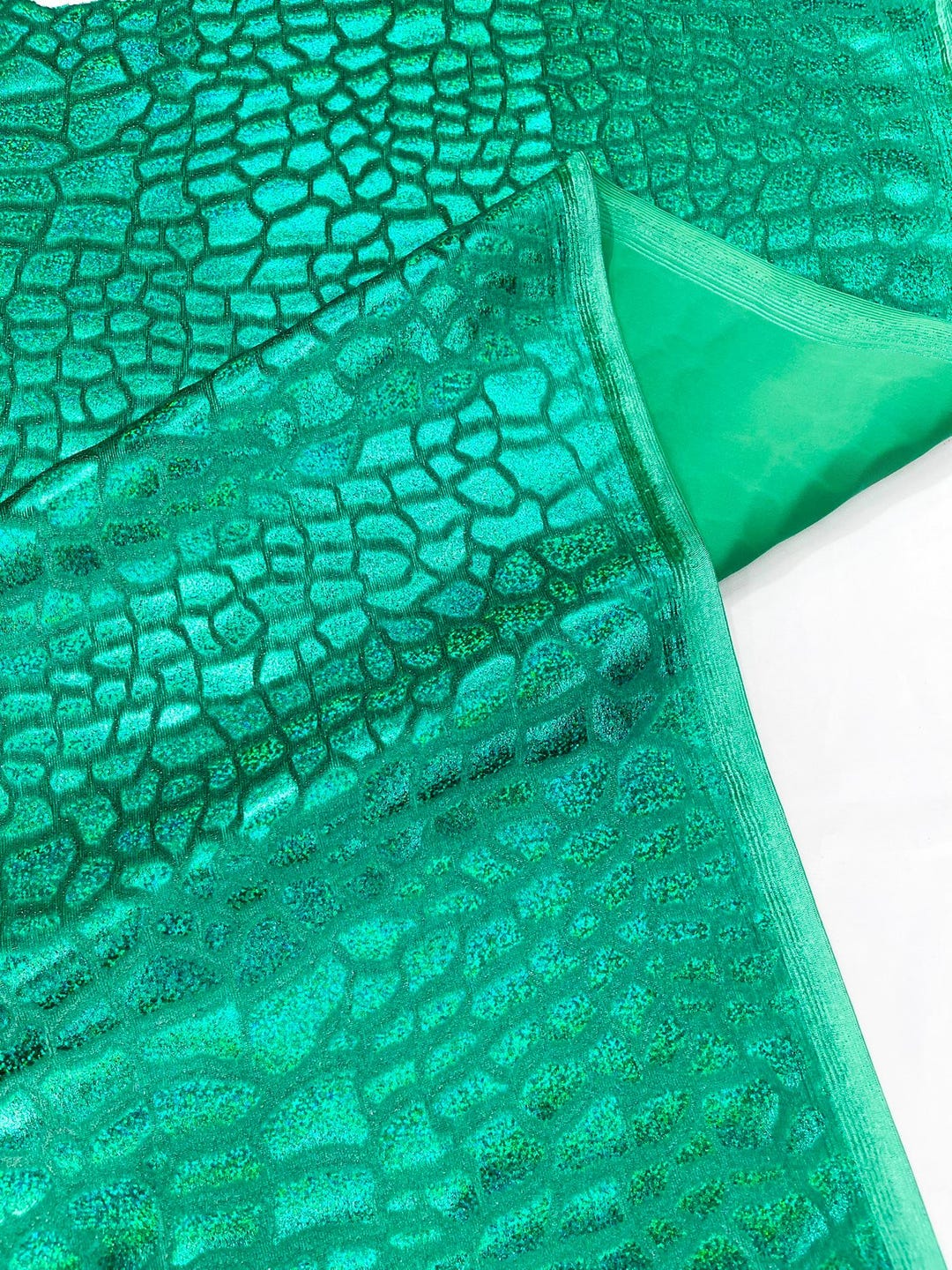 Green Dragon Skin Foil Design on A Stretch Velvet Fabric | Sold by the ...
