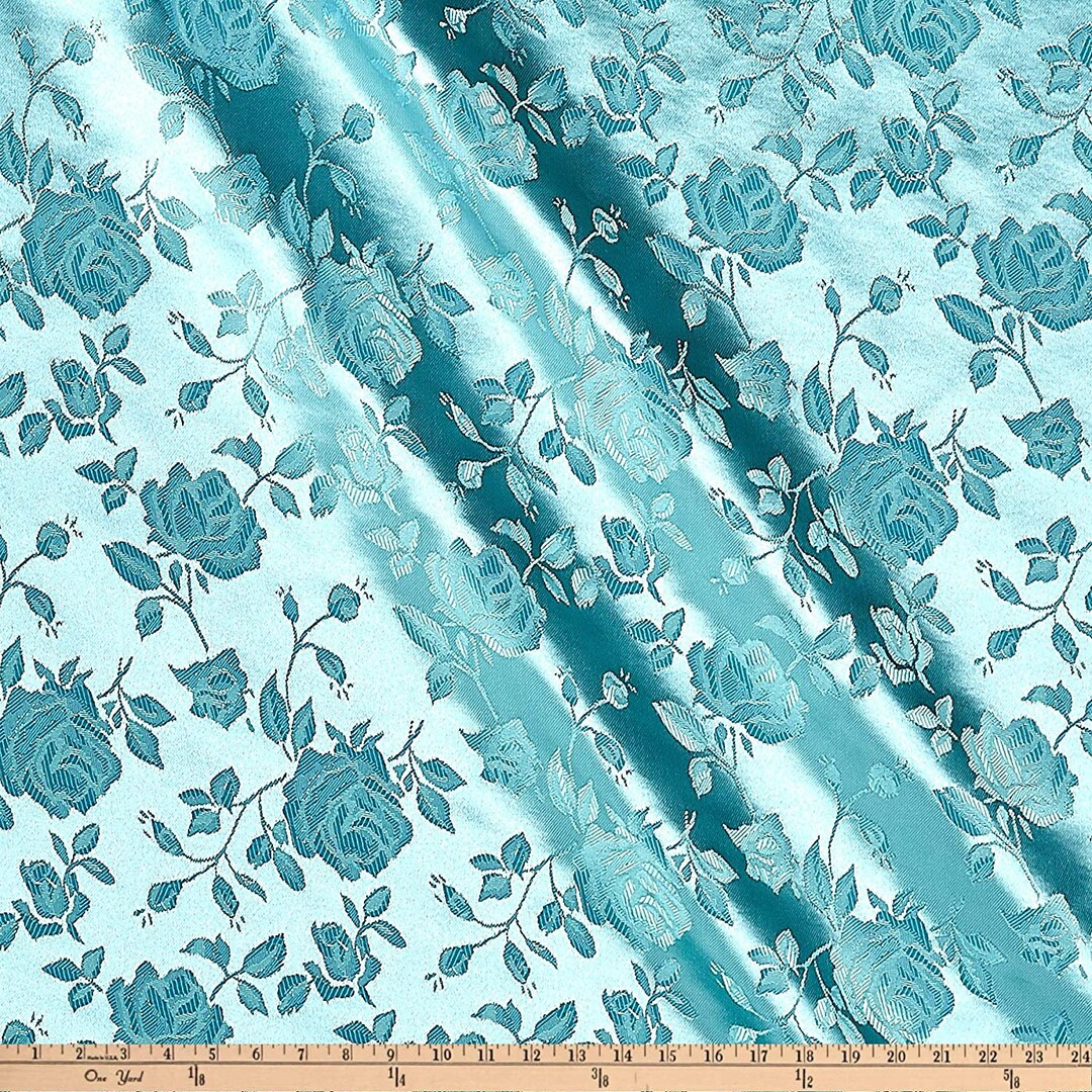 Jade - 60" Wide Polyester Flower Brocade Jacquard Satin Fabric, Sold by ...