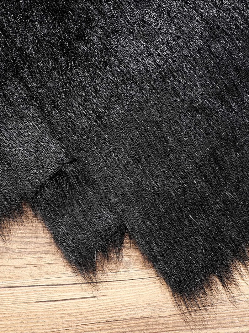 Black Shaggy Faux Fur Fabric by the Yard - Etsy
