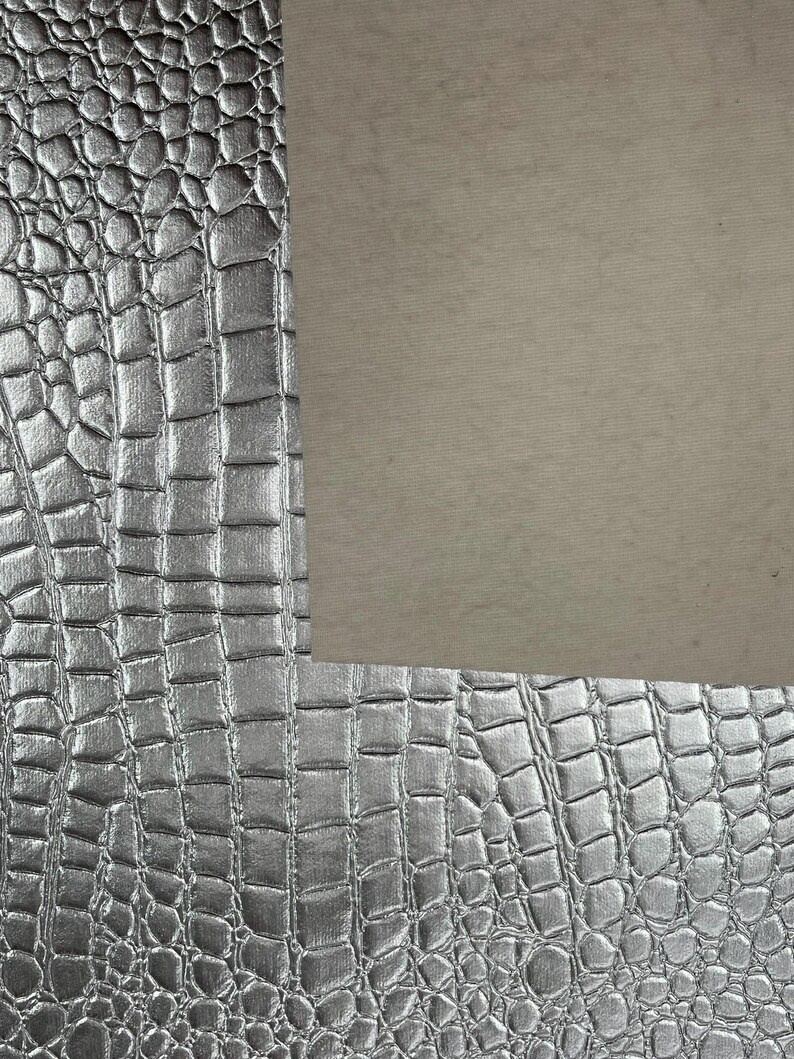 Silver Shiny Alligator 3D Embossed Vinyl Fabric, 54" Wide Upholstery ...