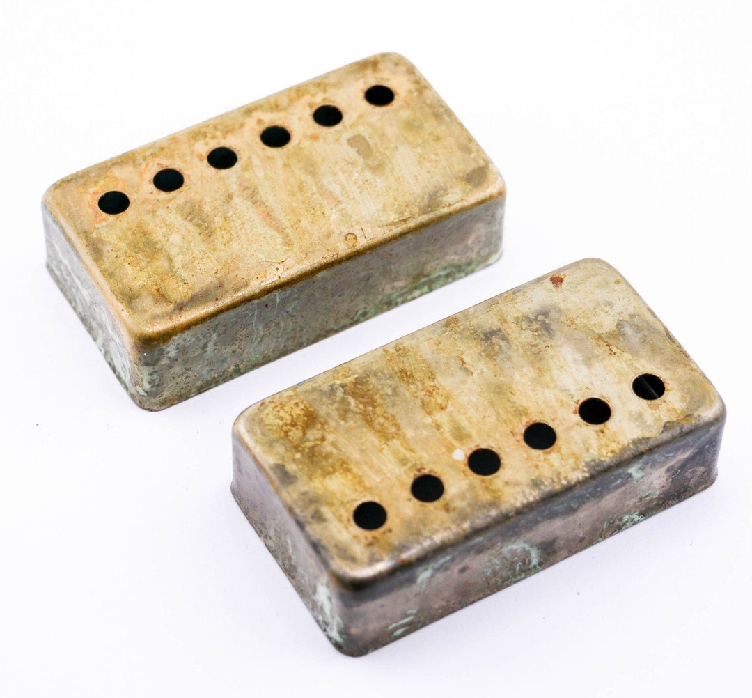 AGP ™ - Aged Relic Chrome Humbucker Cover Set 50mm Pole Spacing ...