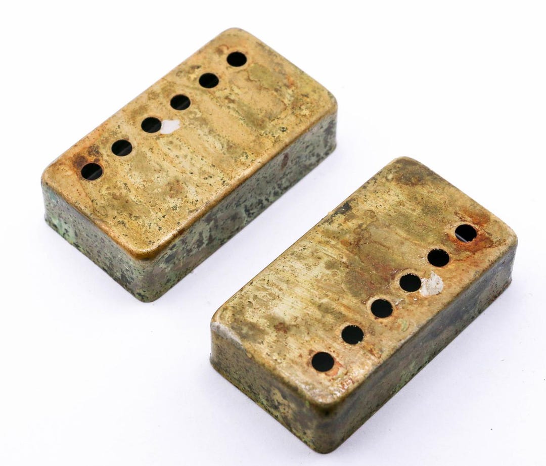 AGP ™ - Aged Relic Chrome Humbucker Cover Set 50mm Pole Spacing ...