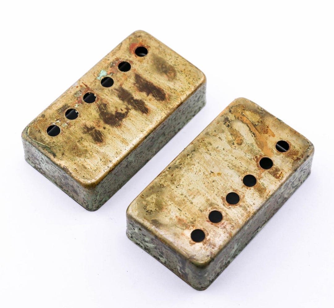 AGP ™ - Aged Relic Chrome Humbucker Cover Set 50mm Pole Spacing ...