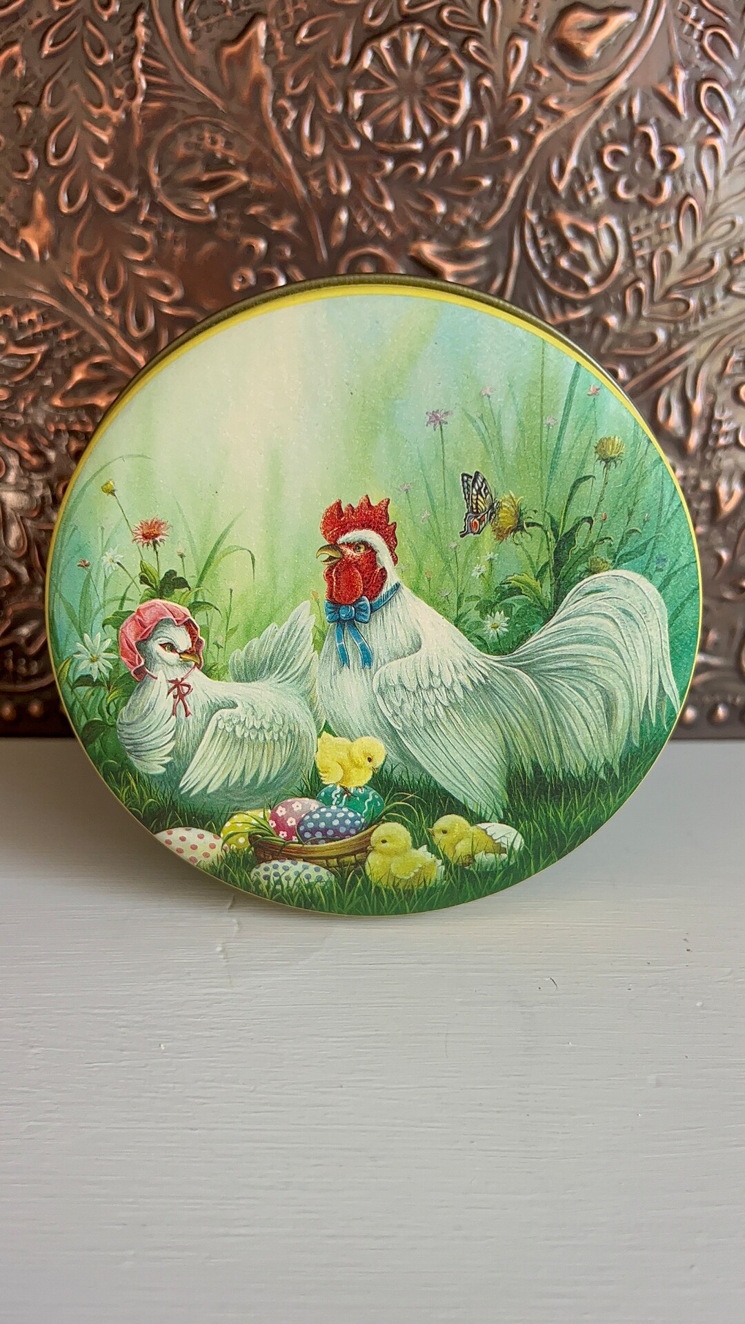 Vintage Chicken and Chicks Tin - Etsy