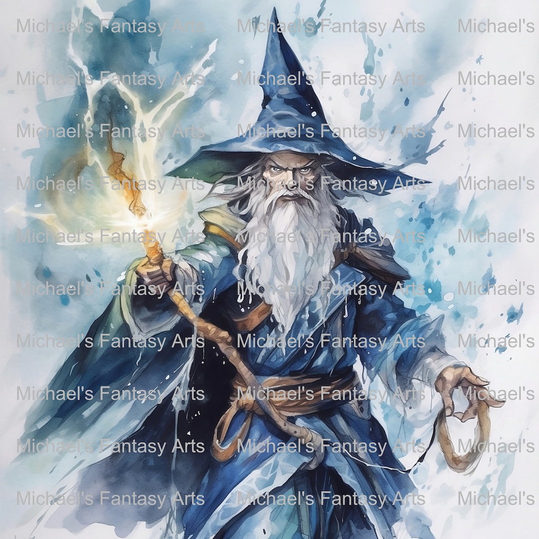 Watercolor Fantasy Wizard SVG PNG JPEG, Download Digital Files, Use for ...