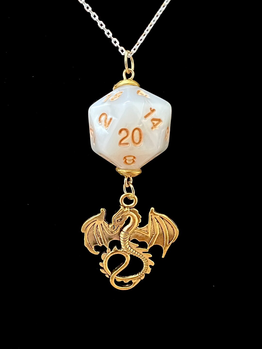 D20 Dice Silver Plated Necklace | D&D Dice Pendant Necklace | Dungeons ...