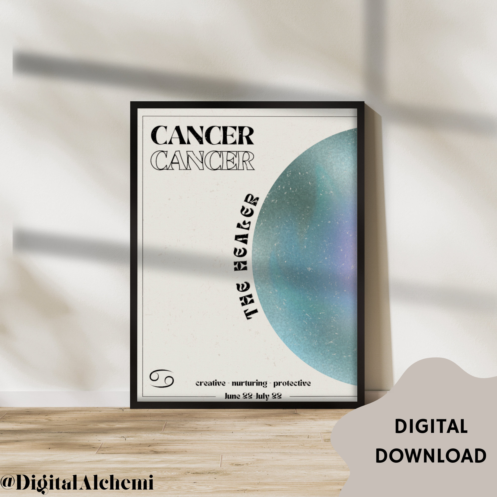 Cancer Wall Art Zodiac Poster Printable, Cancer Wall Art, Astrology Art ...