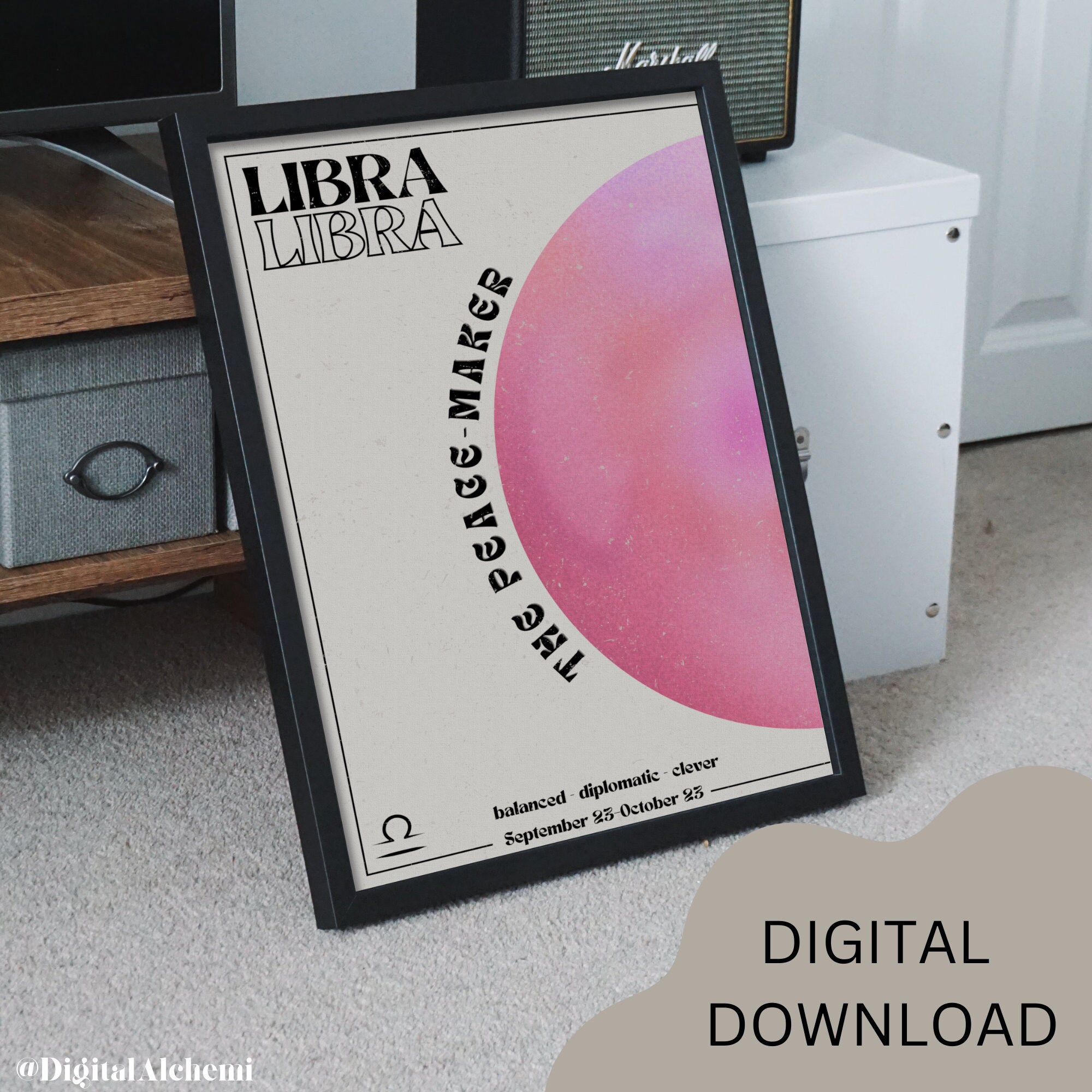 Libra Wall Art Zodiac Poster Printable, Libra Wall Art, Astrology Art ...