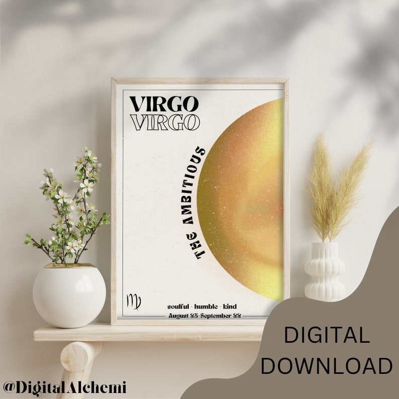 Virgo Wall Art Zodiac Poster Printable, Virgo Wall Art, Astrology Art ...