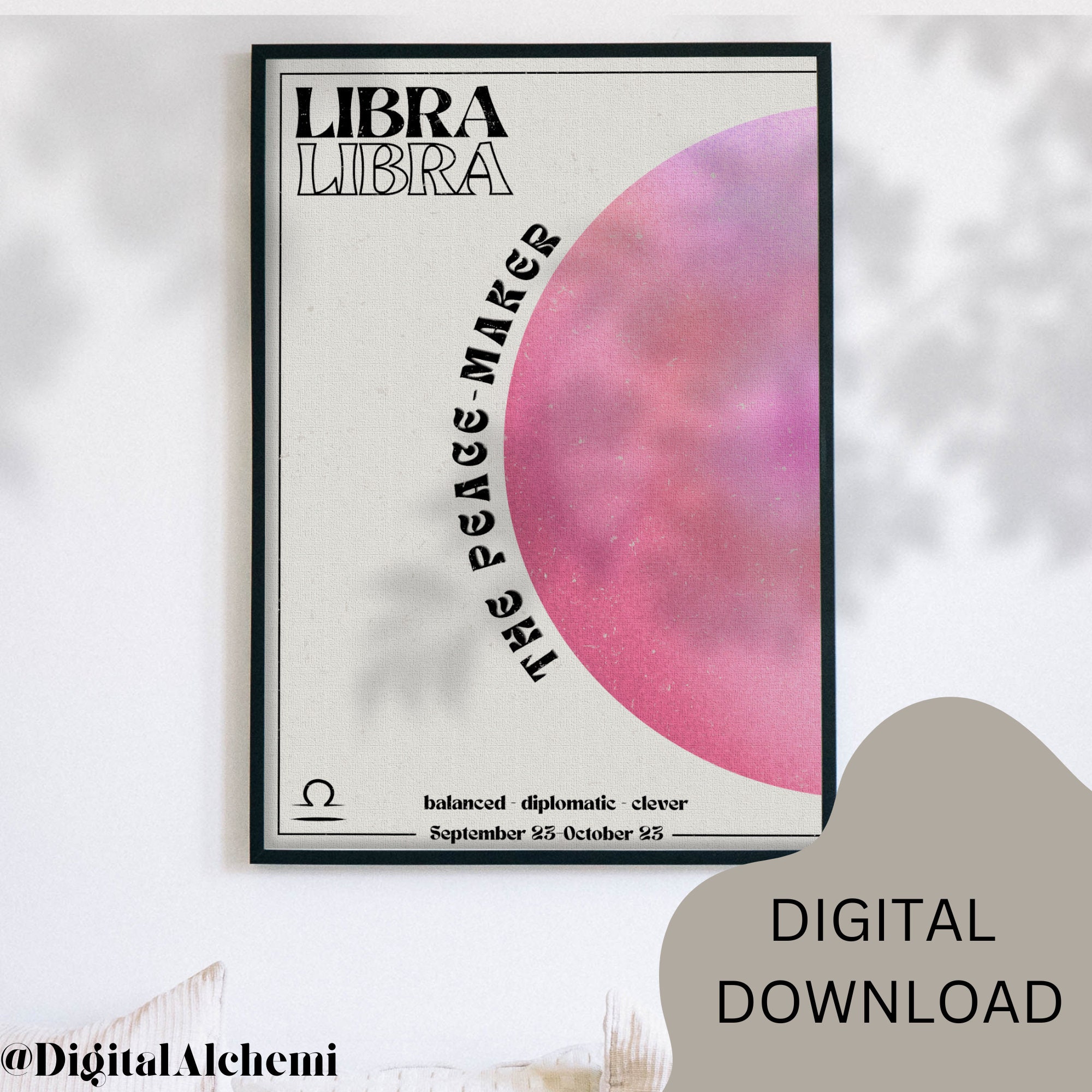 Libra Wall Art Zodiac Poster Printable, Libra Wall Art, Astrology Art ...