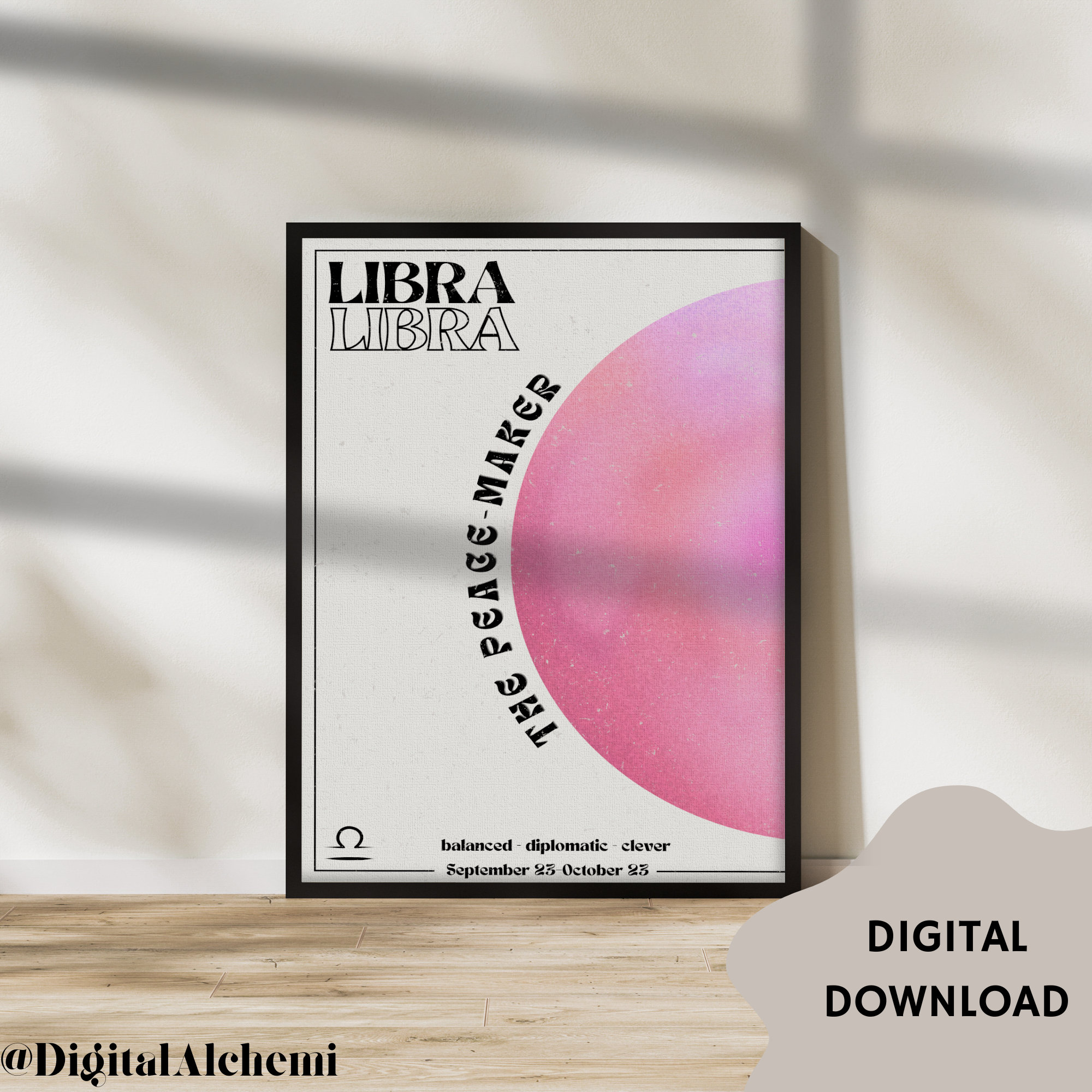 Libra Wall Art Zodiac Poster Printable, Libra Wall Art, Astrology Art ...