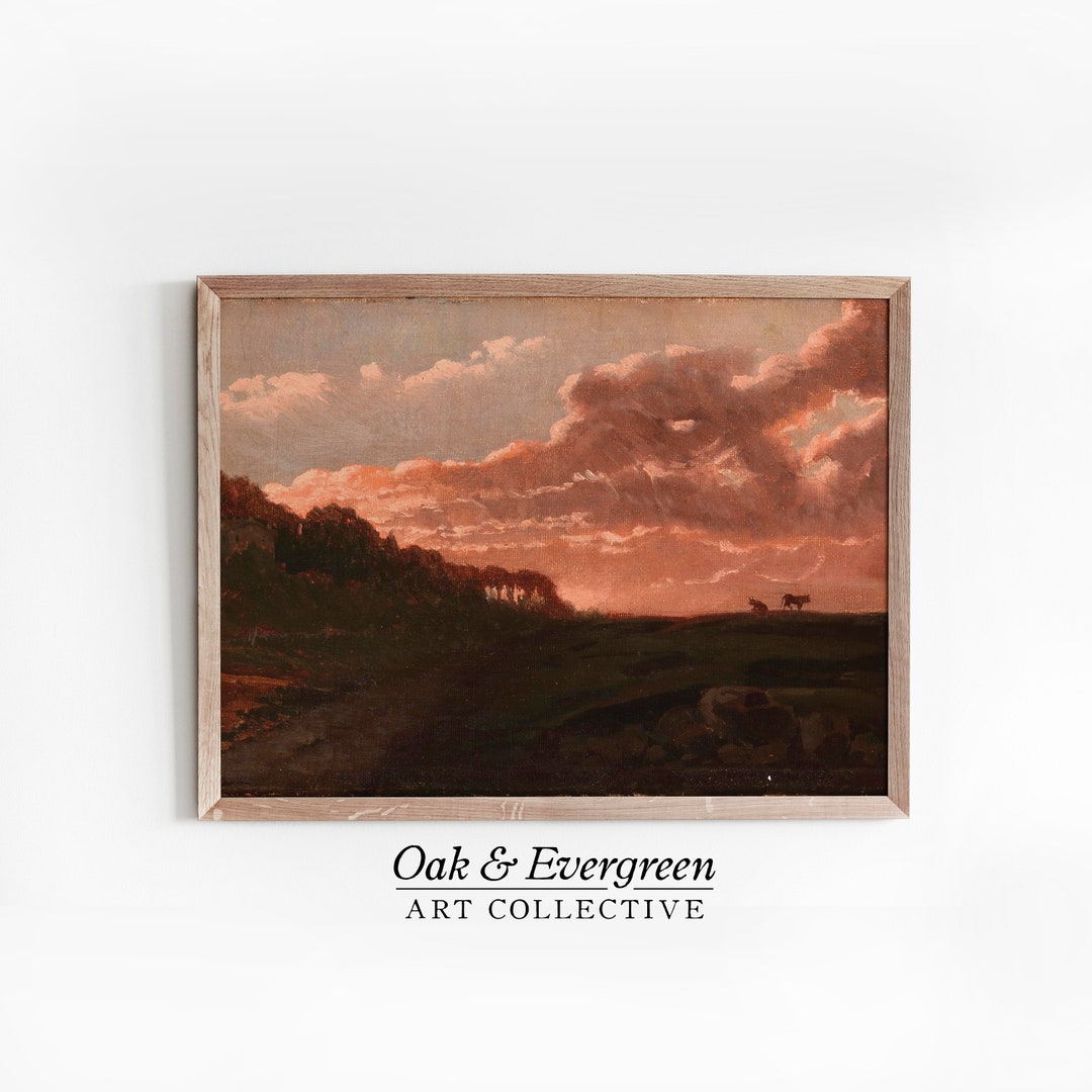 Vintage Scenery Instant Download Romantic Sunset Muted Landscape Wall ...