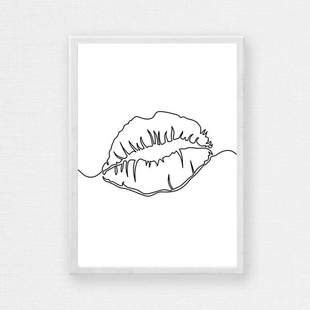 Feminine Lips Line Drawing - Etsy