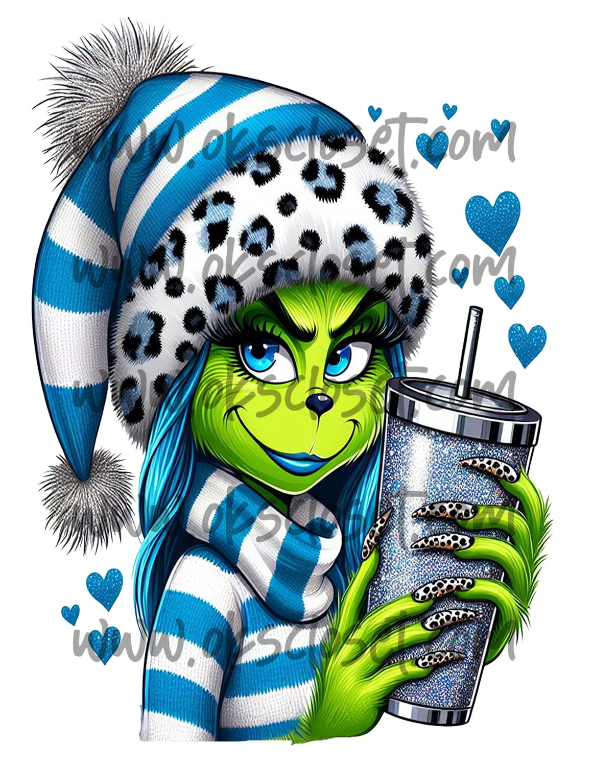 Grinch Girl Blue Stripes - Etsy