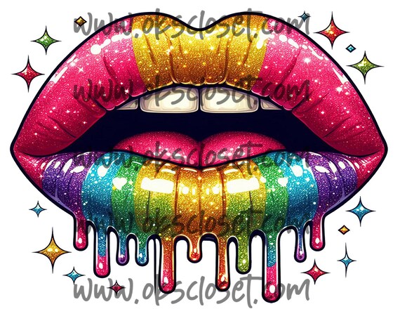 Rainbow Glitter Lips