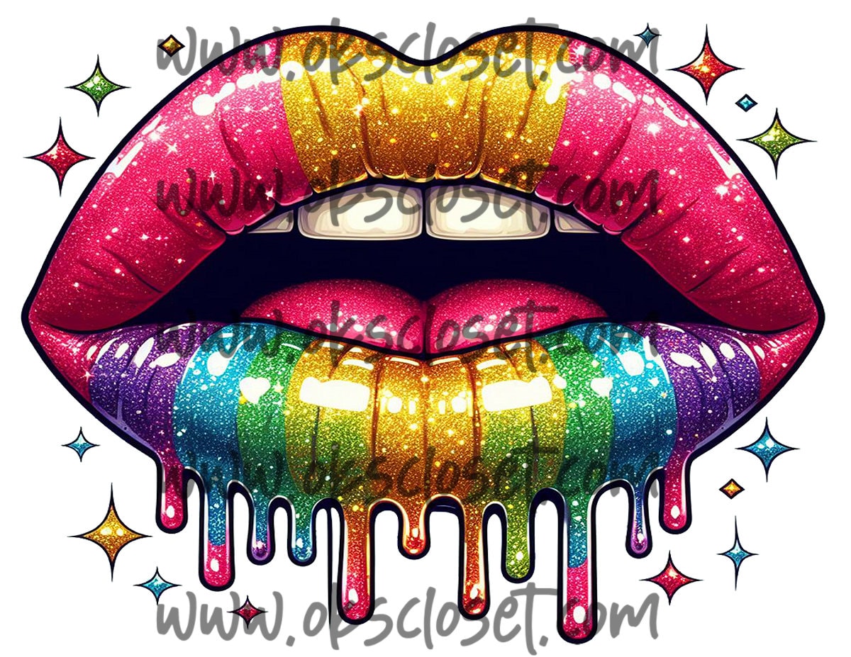 Rainbow Glitter Lip Drip - Etsy