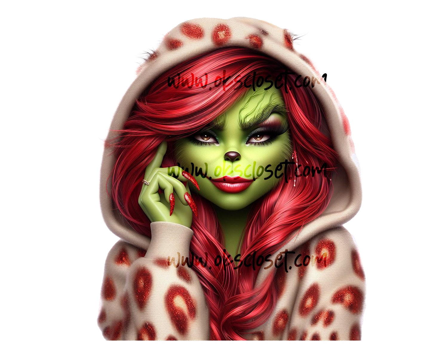 Lady Grinch Red Sublimation Png Girl Grinch - Etsy