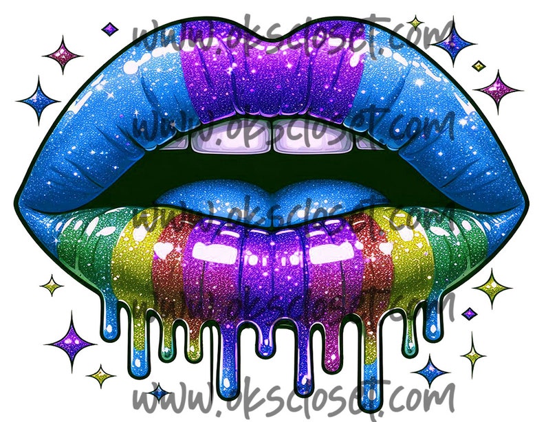 Rainbow Glitter Lip Drip - Etsy