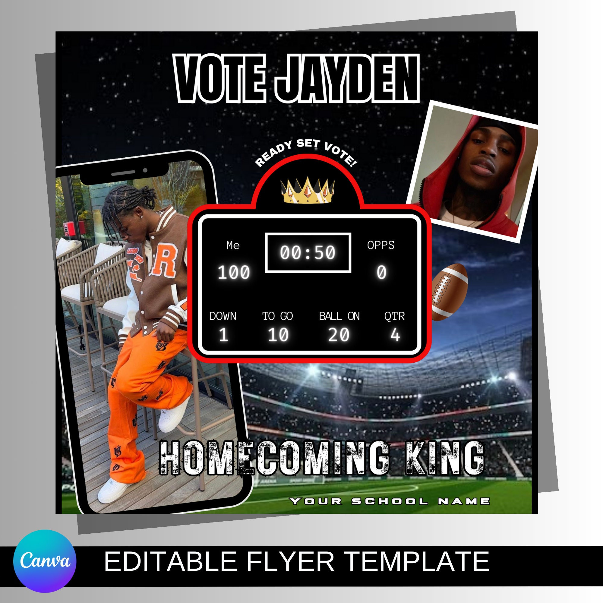 Homecoming Flyer, Social Media Flyer, Homecoming King, Flyer, Template ...