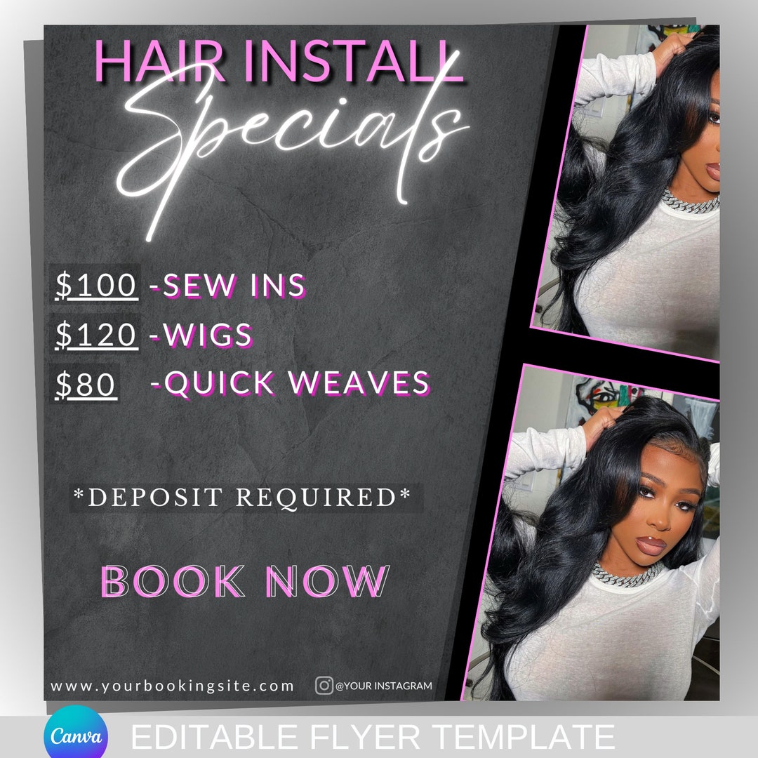 Hair Sale Flyer, Social Media Flyer, Hair Flyer, Gray and Pink Flyer ...