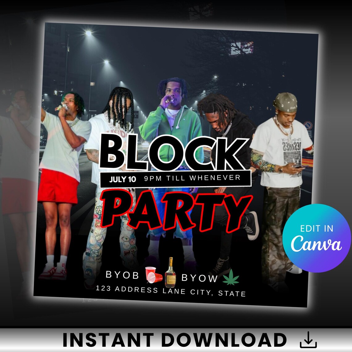 Block Party Flyer: Editable Canva Template (digital Download) - Etsy