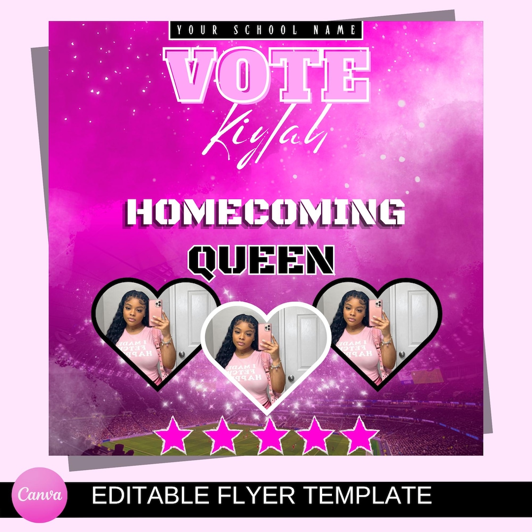 Homecoming Queen Flyer Template, Editable Social Media Flyer (PDF) - Etsy