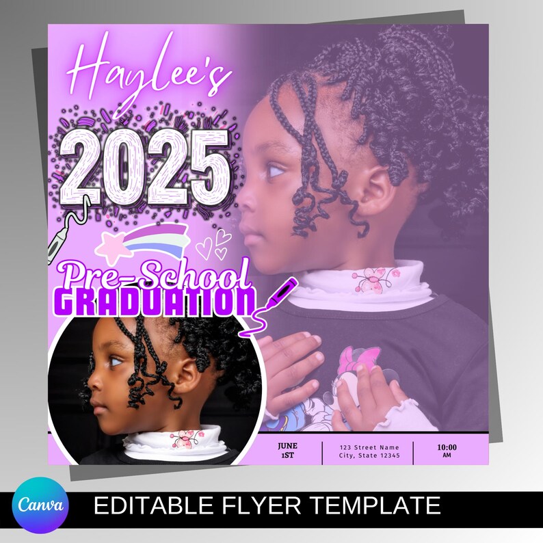 Preschool Graduation Invitation, Kindergarten Graduation Announcement ...