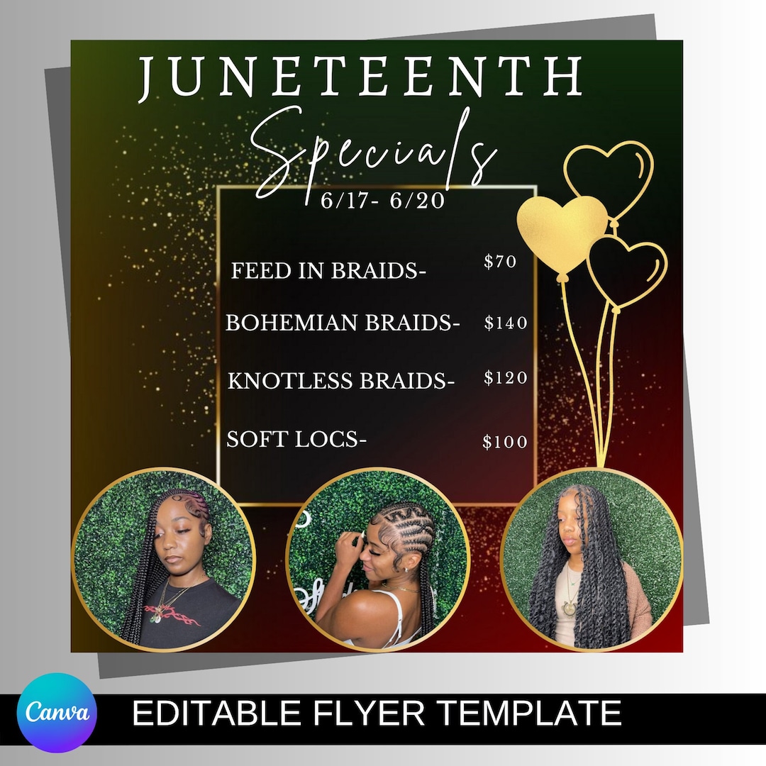 Juneteenth Flyer Template, Sale Flyer, Juneteenth Sale, Hair Flyer ...