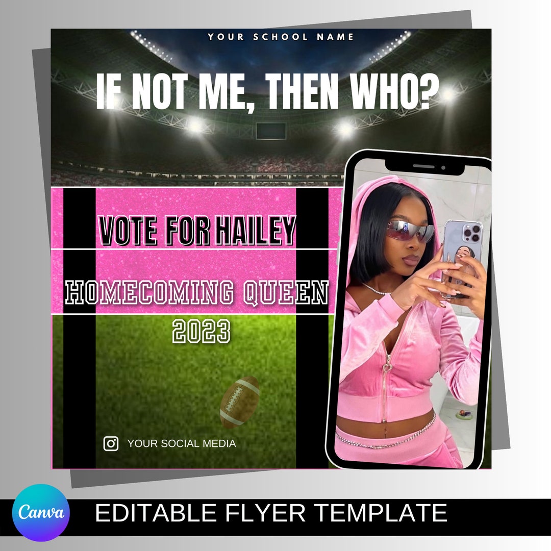 Editable Homecoming Queen Flyer, Social Media Template - Etsy
