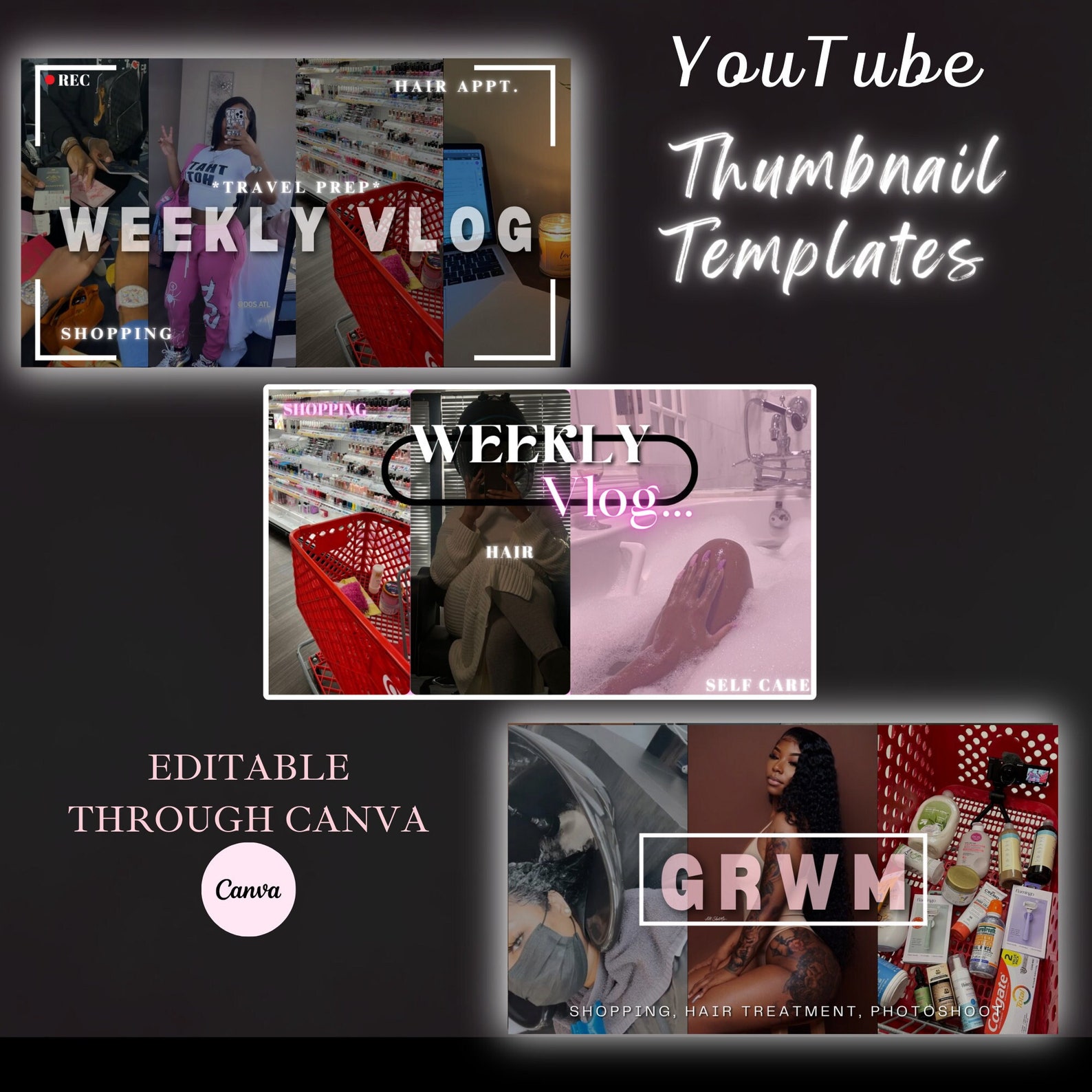 Youtube Thumbnail Template, Aesthetic Thumbnail Template Bundle ...