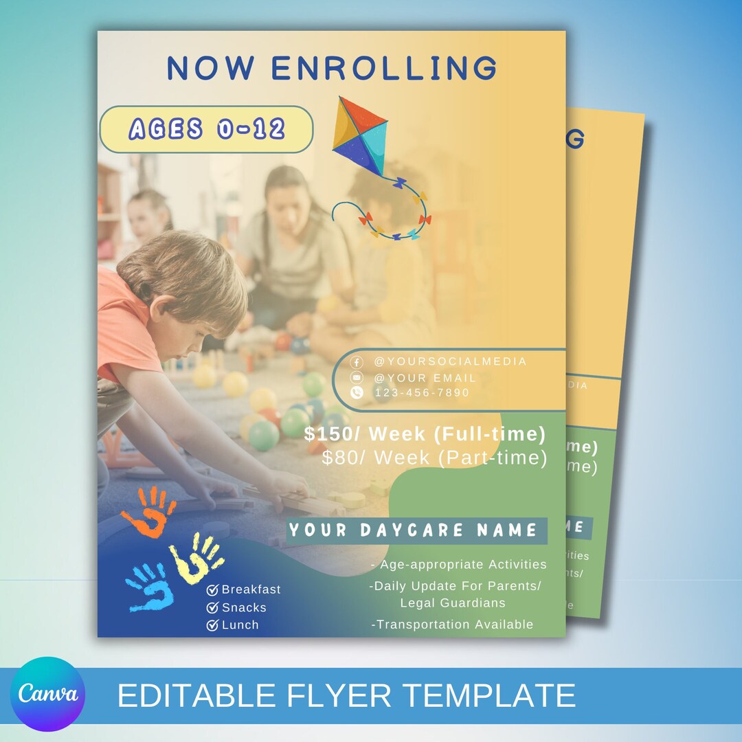 Daycare Flyer Template, Childcare Enrollment Flyer, Childcare Business ...