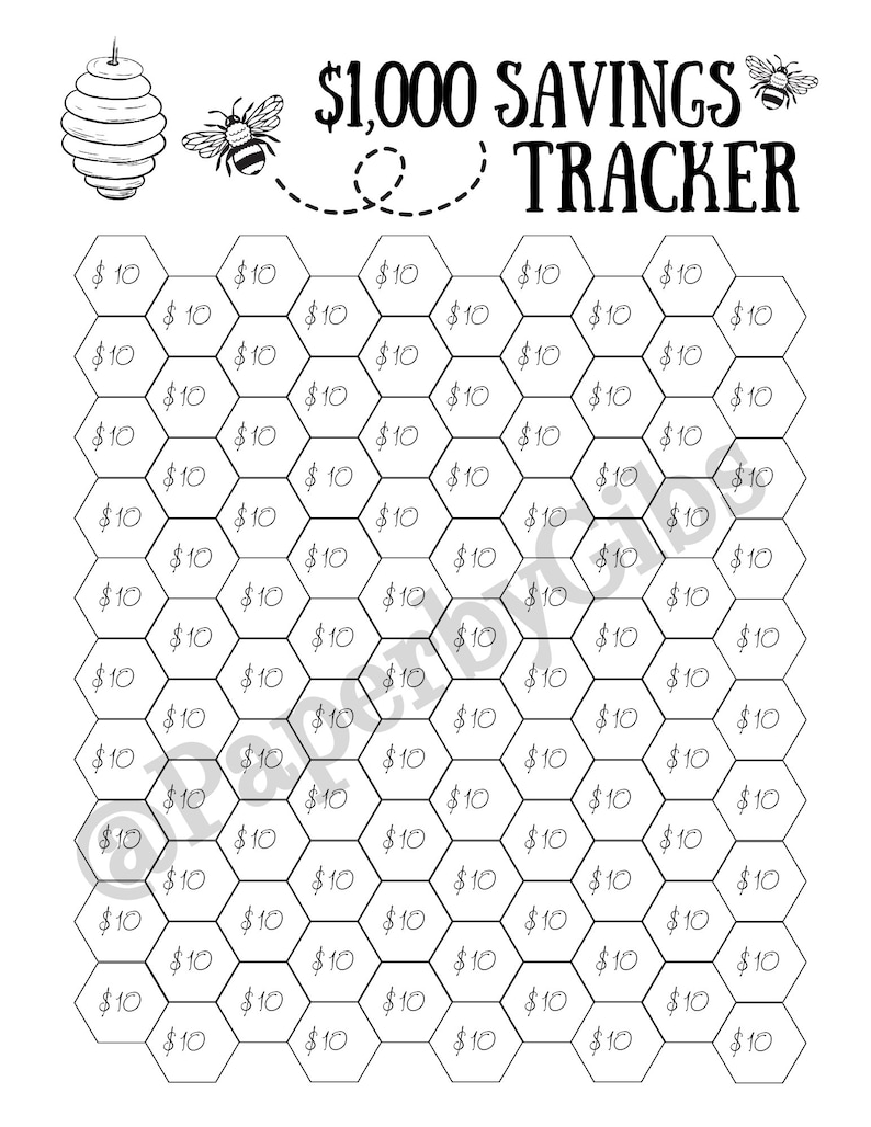 Bee Honeycomb Savings Tracker - Etsy