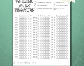 75 Hard Challenge Calendar PDF - Etsy