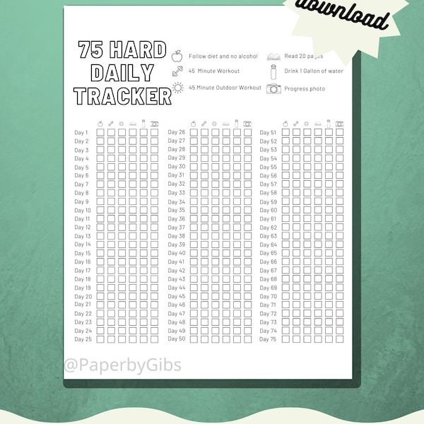 75 Hard Printable - Etsy