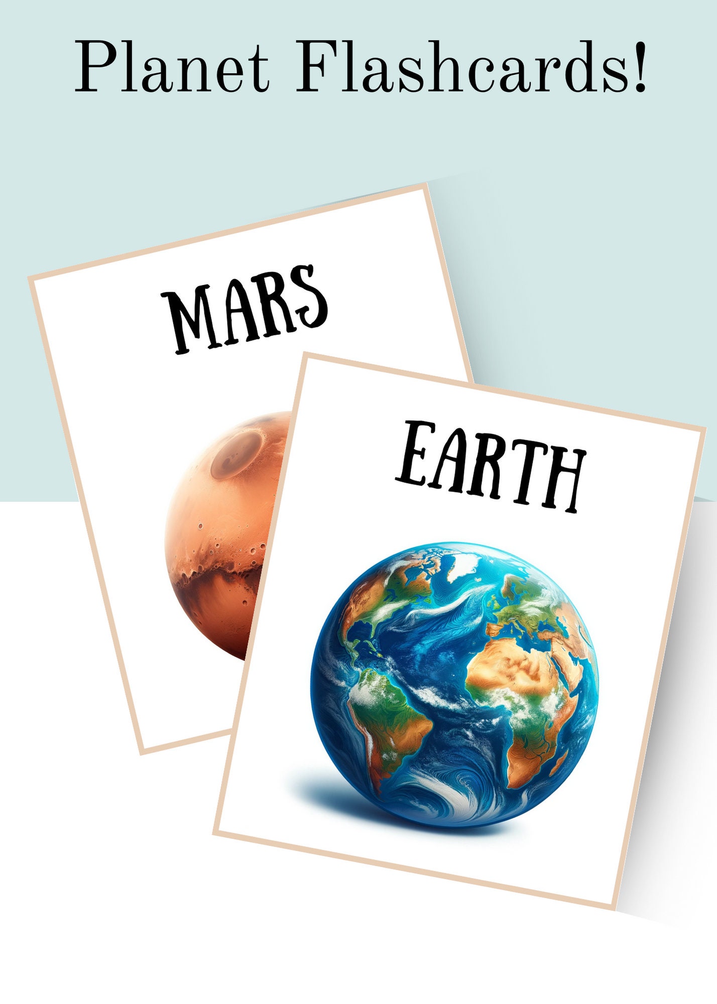 Solar System Flashcards for Kids Educational Space Learning Tool ...