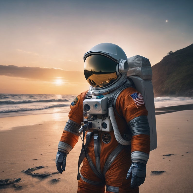 Galactic Voyager: Astronaut Blissfully Contemplating Cosmic Horizons on ...