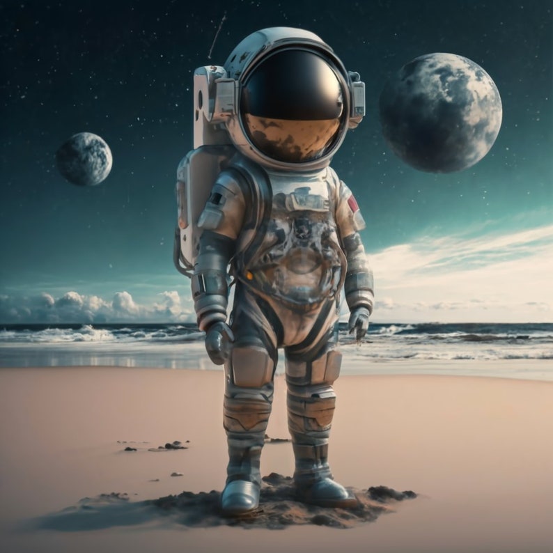 Galactic Voyager: Astronaut Blissfully Contemplating Cosmic Horizons on ...