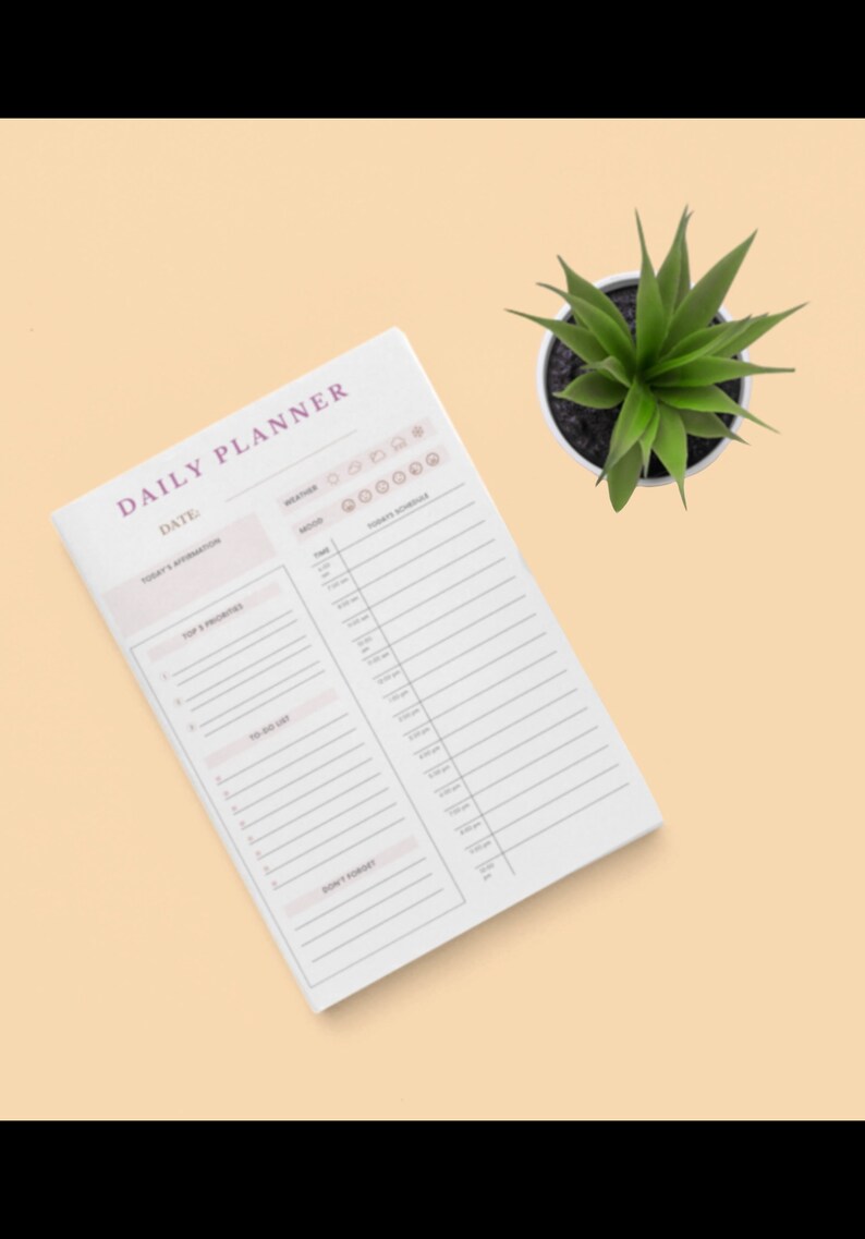 Daily Planner Printable, Daily to Do List, Minimal Productivity Planner ...