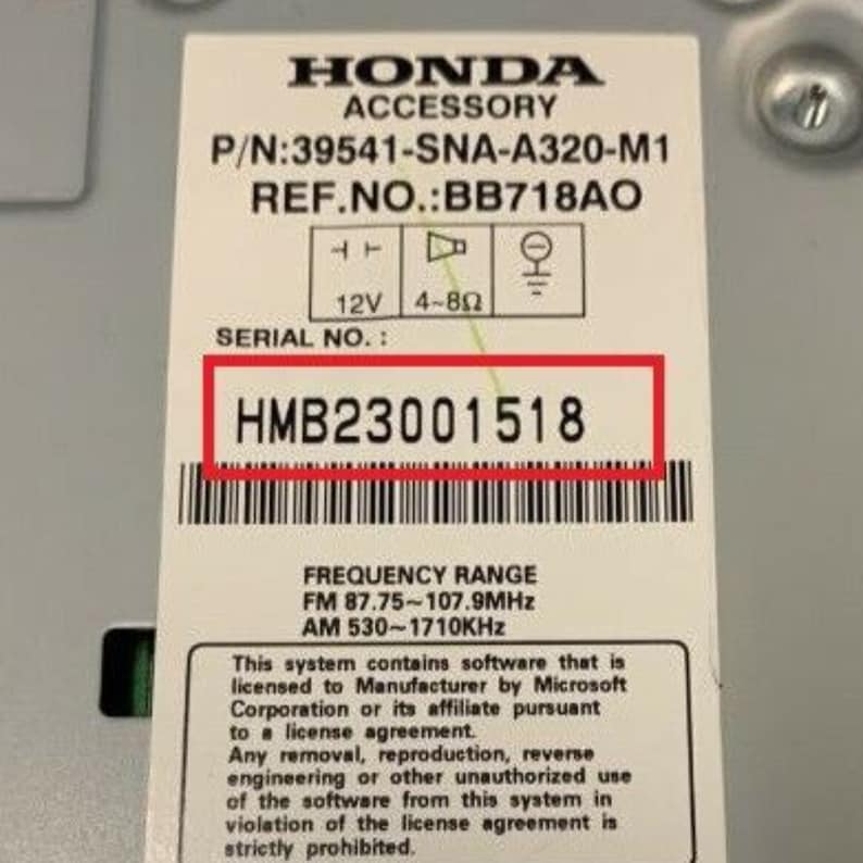 Handa Radio Codes Accord City Civic Cr-v Crx Cr-z Hr-v L Insight Unlock ...