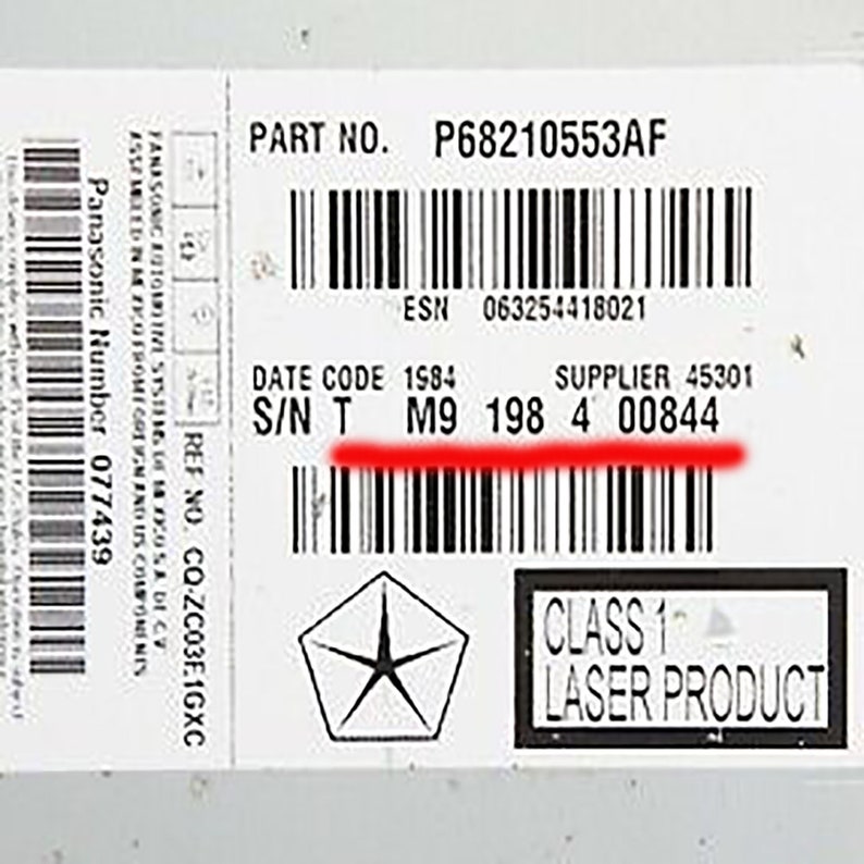 Anti-theft Panasonic Radio Code Models Uconnect 8.4 UMV A Stereo ...