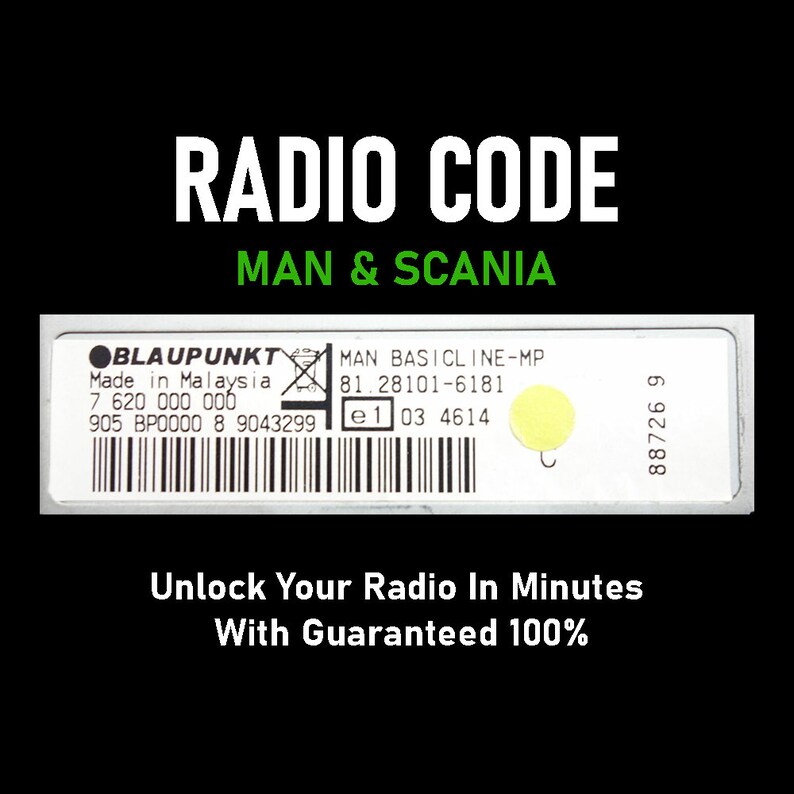 Man & Scania Truck Radio Codes Models Blaupunkt J Bosch Stereo Pincode ...