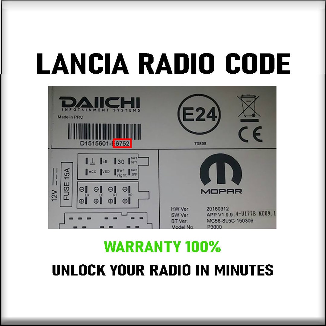Lancia Radio Codes Fiat Alfa Unlock Stereo Blaupunkt Visteon ...